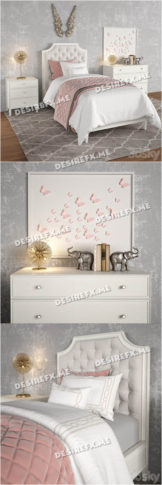 Desire FX 3d models | ALEXANDRA TUFTED BED, Restoration Hardware – 3D Model