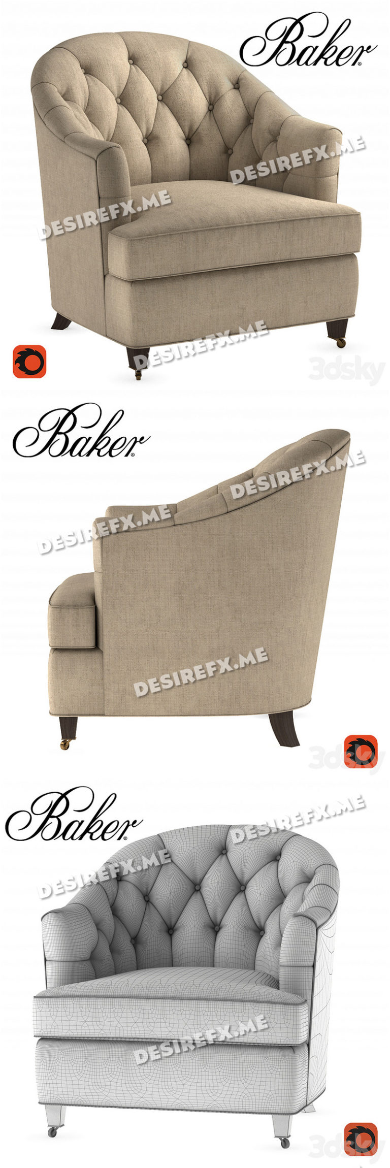 Desire FX 3d models | Baker Windsor Lounge Chair – 3D Model