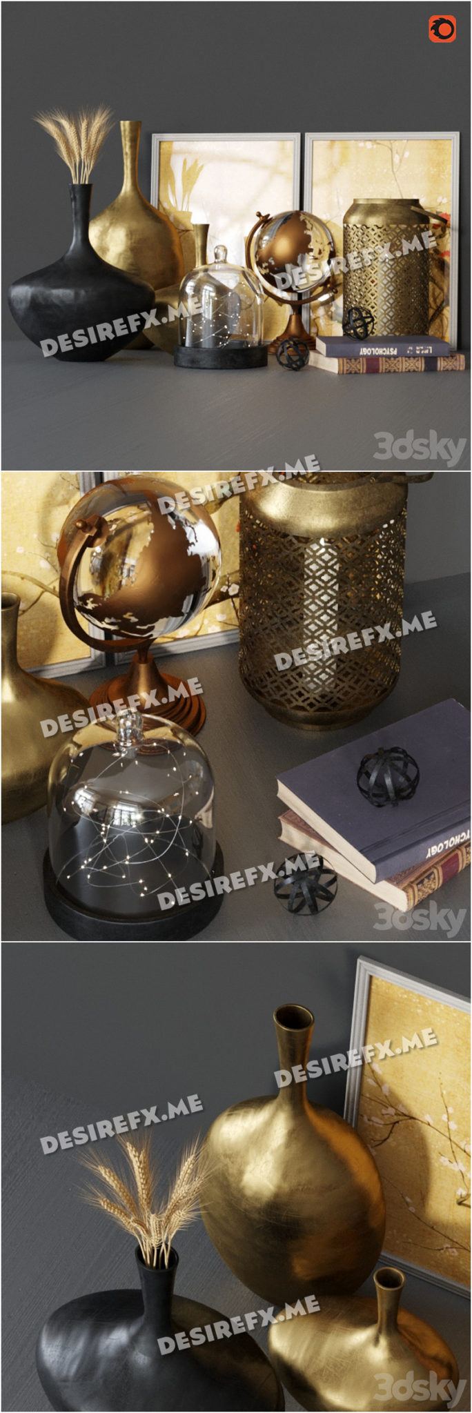 Desire FX 3d models | Decorative Set Gold – 3D Model