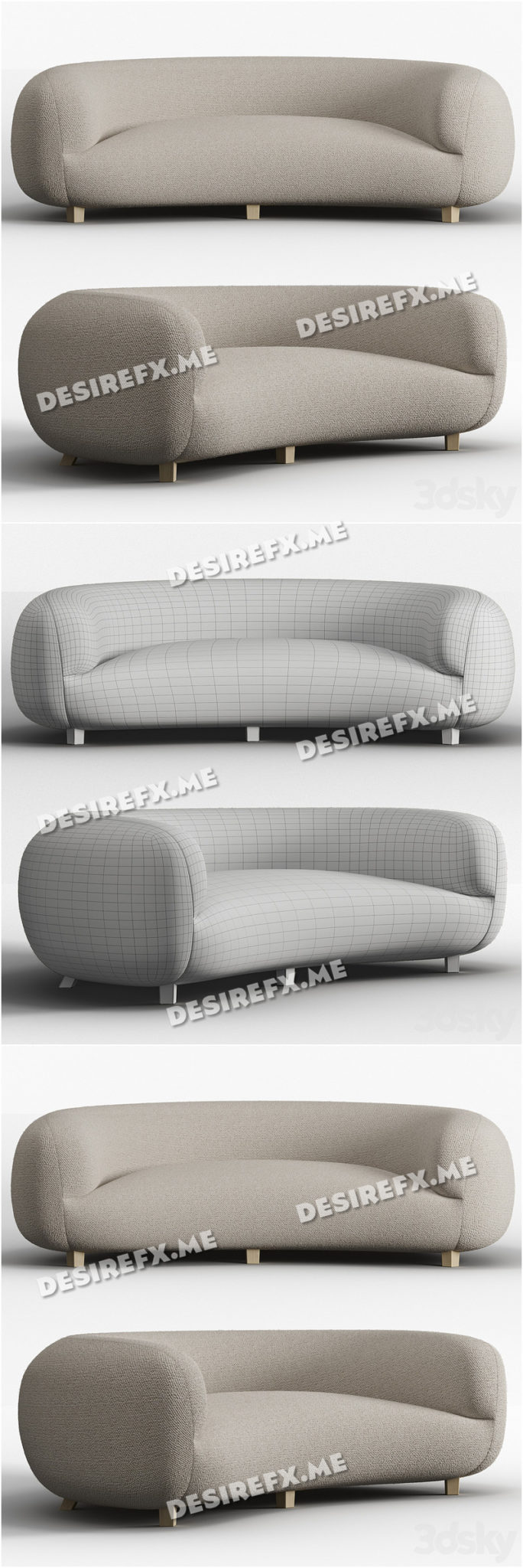 Desire FX 3d models | Gorgeous Large Three-Seat Danish Curved Sofa – 3D ...