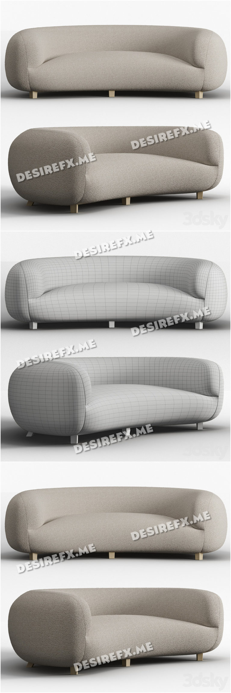 Desire FX 3d models | Gorgeous Large Three-Seat Danish Curved Sofa – 3D ...