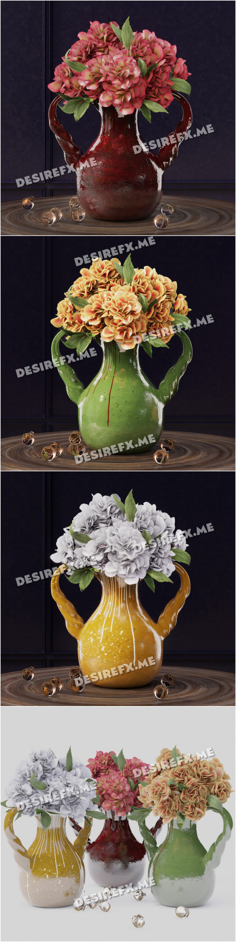 Desire FX 3d models | Peonies in a ceramic vase, bouquet of flowers ...