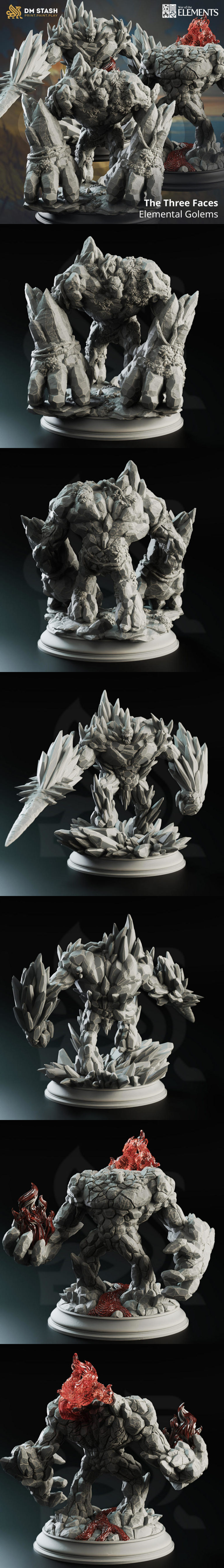 Desire FX 3d models | The Three Faces – Elemental Golems – 3D Print Model