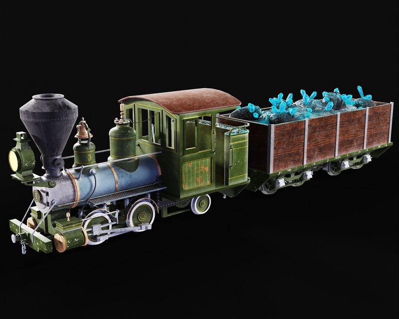 Desire FX 3d models | Vintage 19th-Century Steam Locomotive Low-poly 3D ...