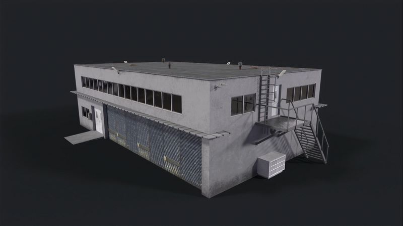 Desire FX 3d models | Warehouse building Low-poly 3D model Low-poly 3D ...