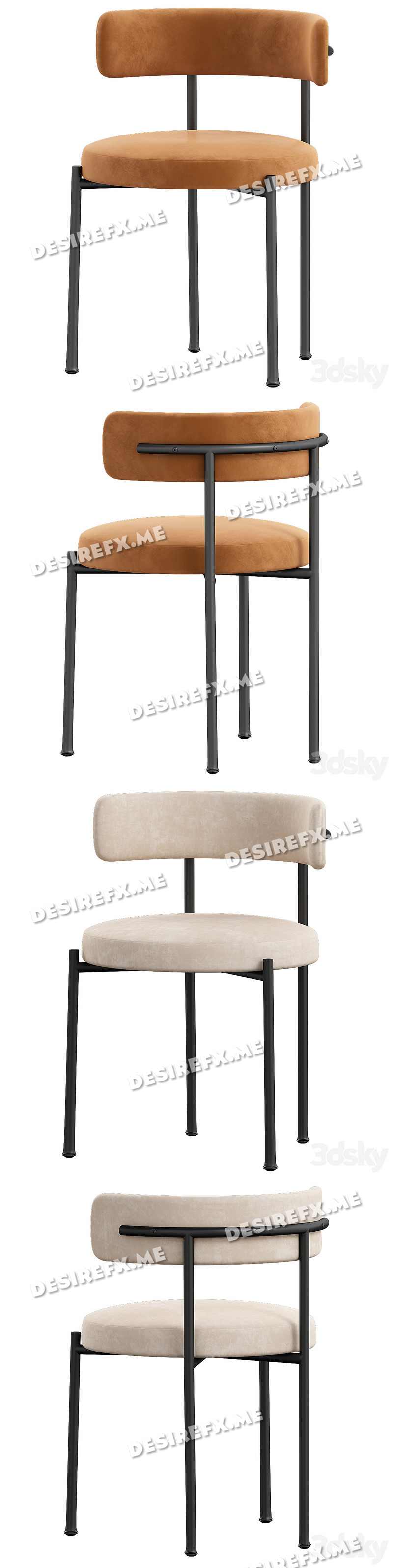 Desire FX 3d models | Inesse Boucle Ivory Dining Chair – 3D Model