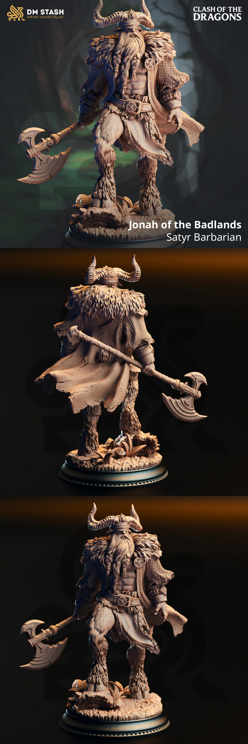 Desire FX 3d models | Jonah of the Badlands – Satyr Barbarian – 3D Print Model