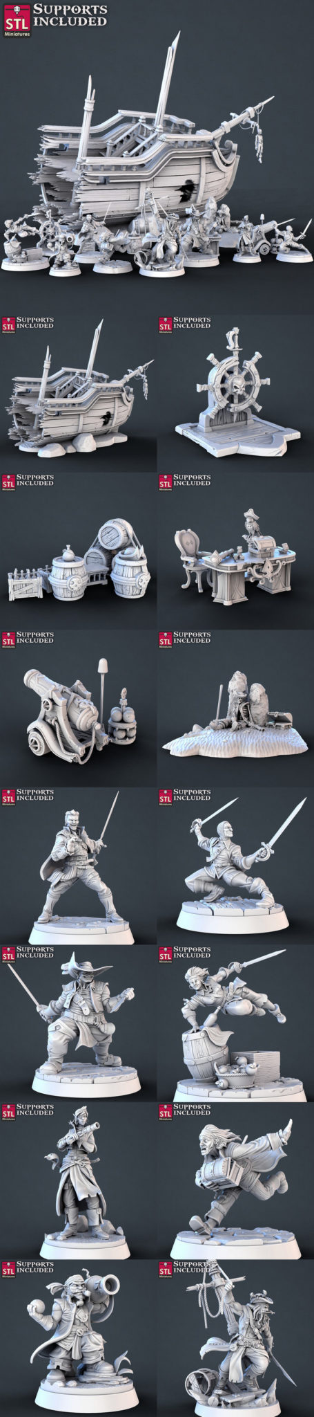 Desire FX 3d models | STL Miniatures – Pirate Set – 3D Print Model