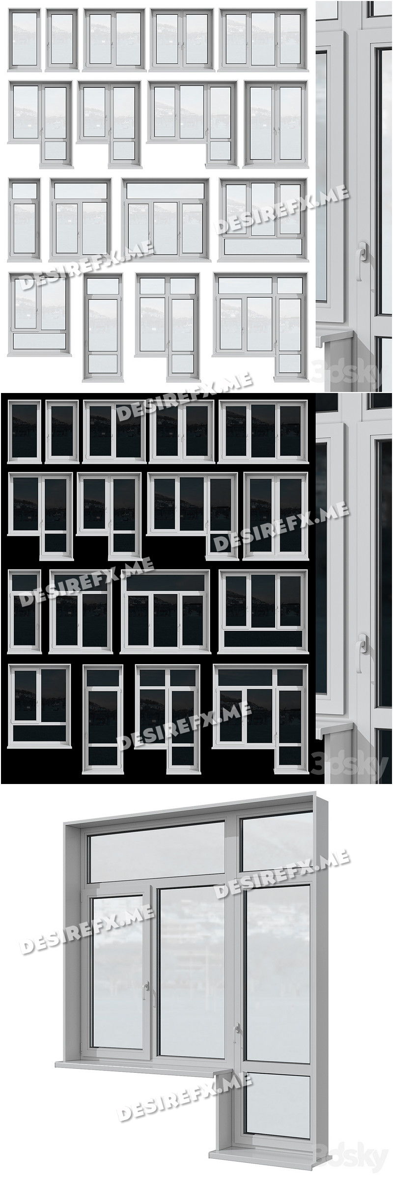 Desire FX 3d models | Set of plastic windows – 3D Model