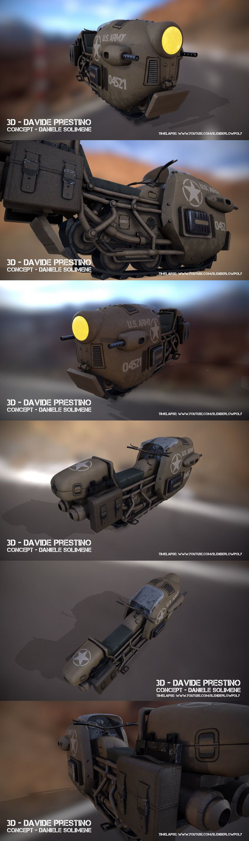 Desire FX 3d models | Scifi US Army 04521 Bike Low-poly 3D model