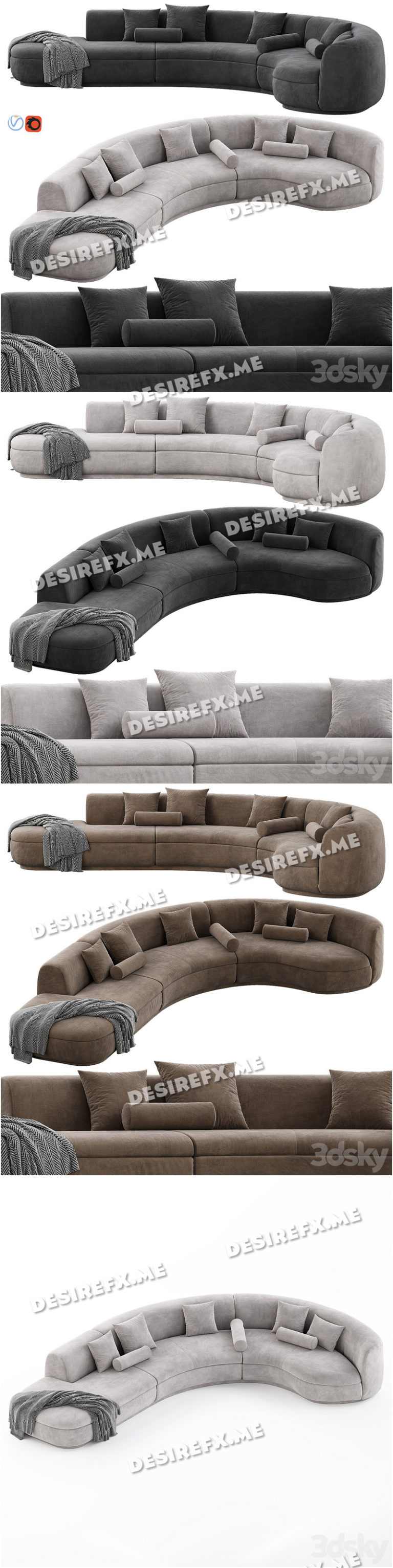 Desire FX 3d models | Baxter Piaf Sofa Set 3 – 3D Model