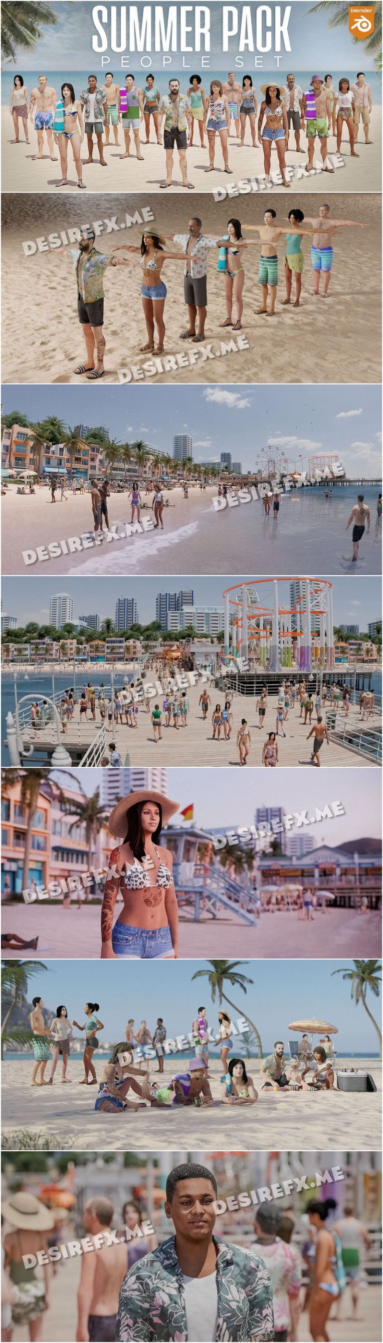Desire FX 3d models | Blender – Summer Pack – People Set – 3D Model
