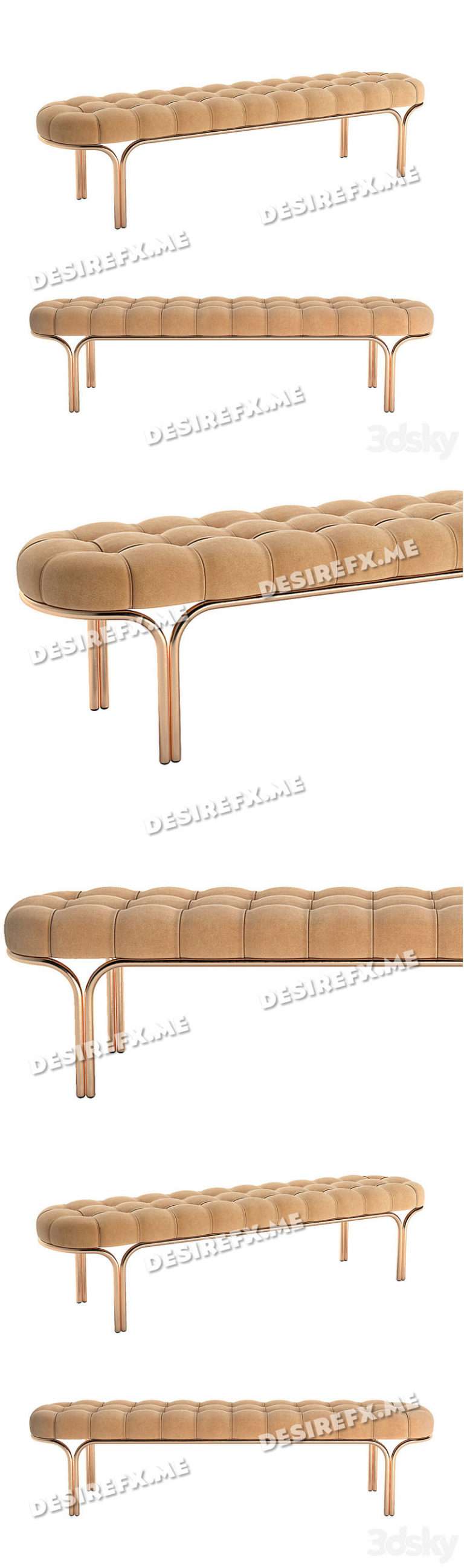 Desire FX 3d models | CB2 Luxey Tufted Suede Bench – 3D Model