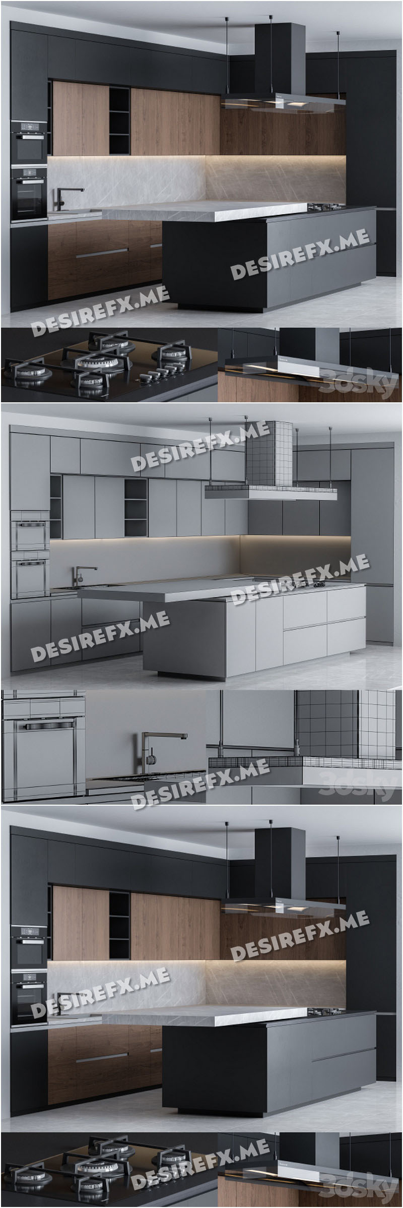 Desire FX 3d models | Kitchen Poliform Black L – 3D Model