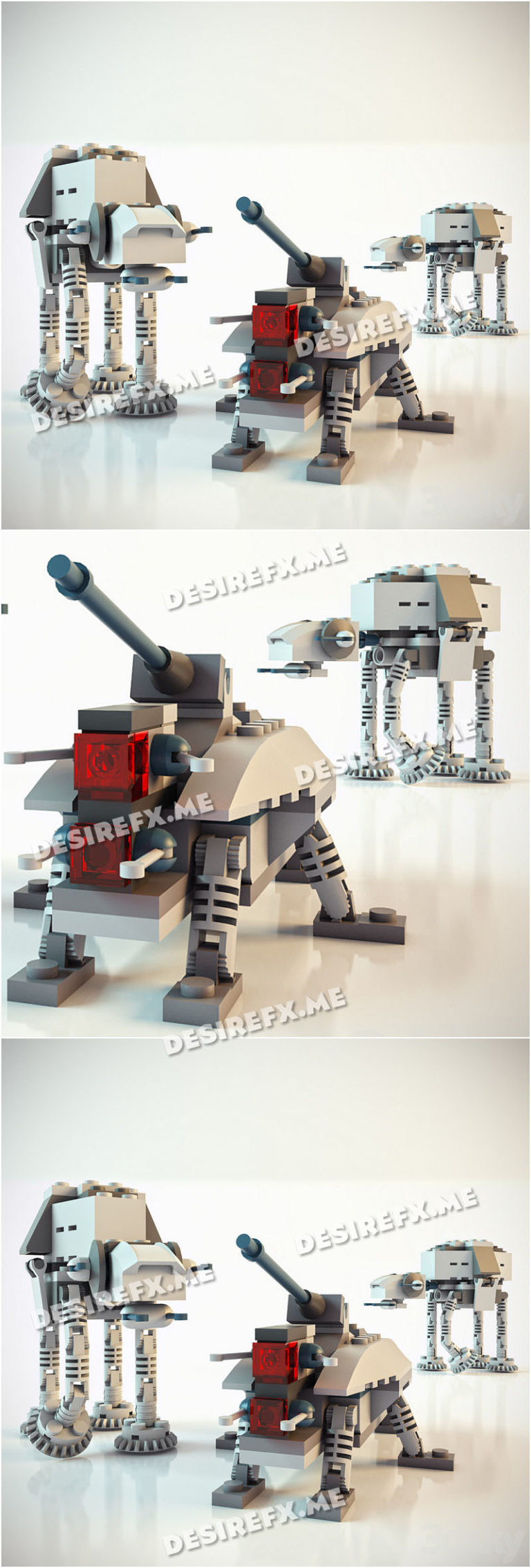 Desire FX 3d models | LEGO Star Wars Mini AT-AT and Mini-AT-TE – 3D Model