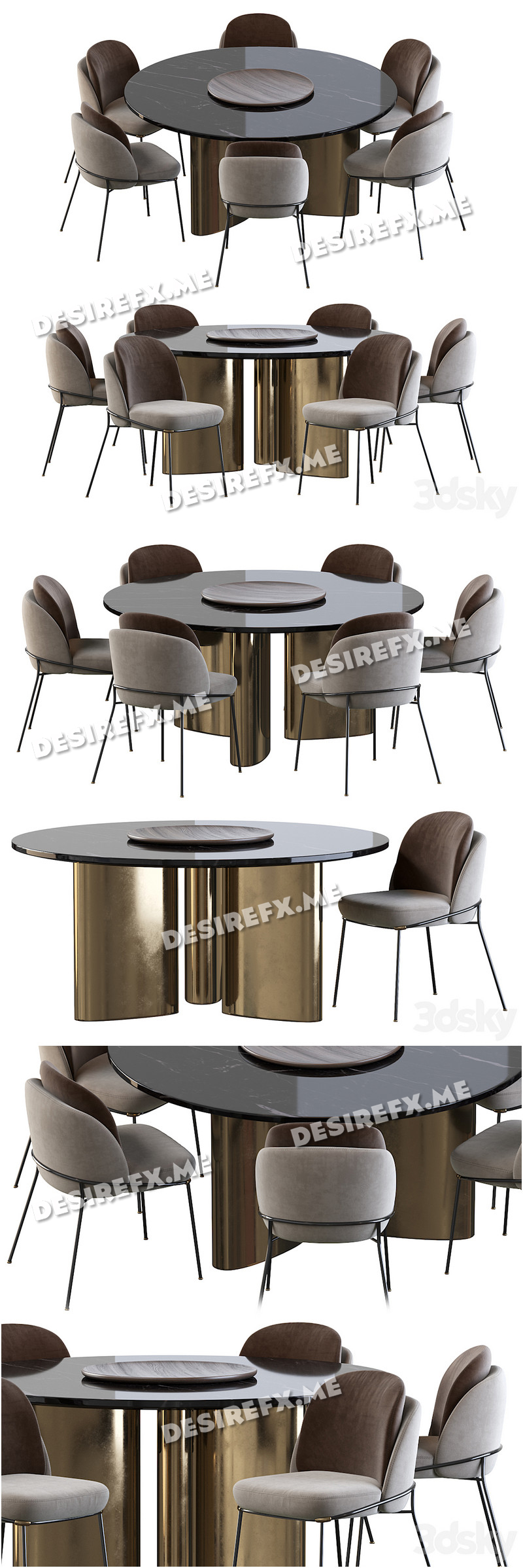Desire FX 3d models | Modern Baron Sea Foam Dining Chair and Round ...