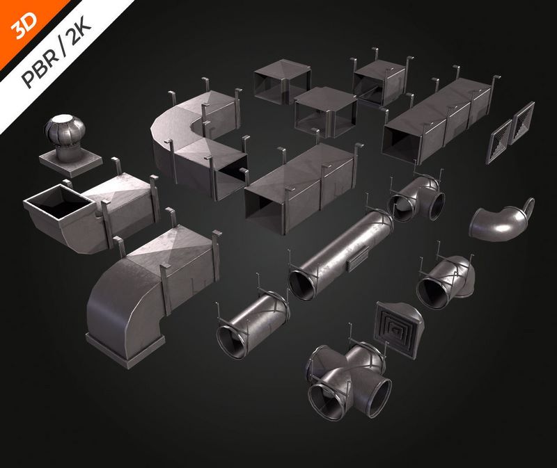Desire FX 3d models | Air Pipes Vents Low-poly 3D model