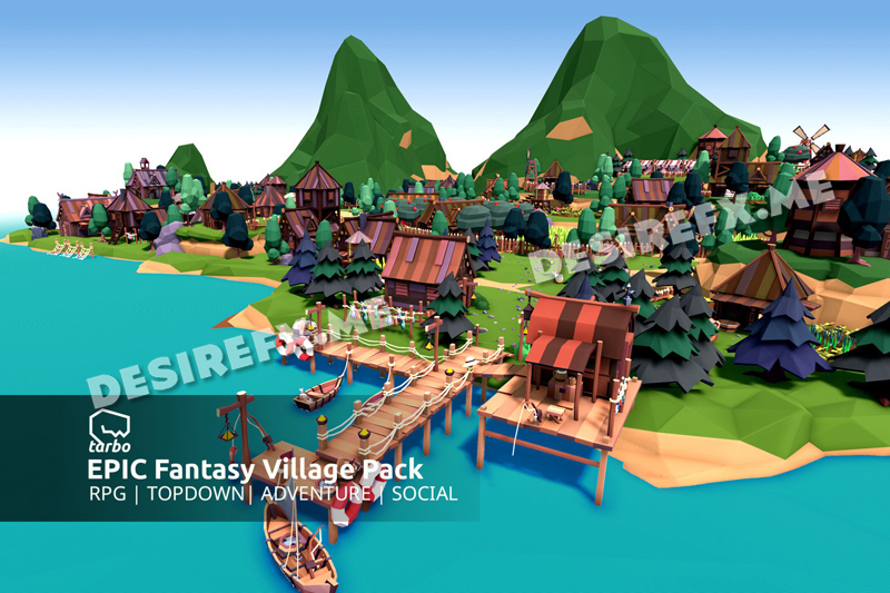 Desire FX 3d models | EPIC Fantasy Village – Low Poly 3D Art v1.0 – Unity