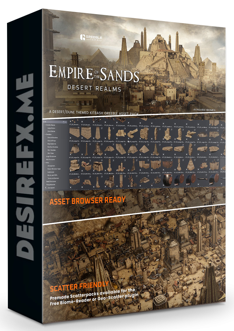 Desire FX 3d models | Empire Of The Sands – Desert Structures Kitbash Greeble Assets
