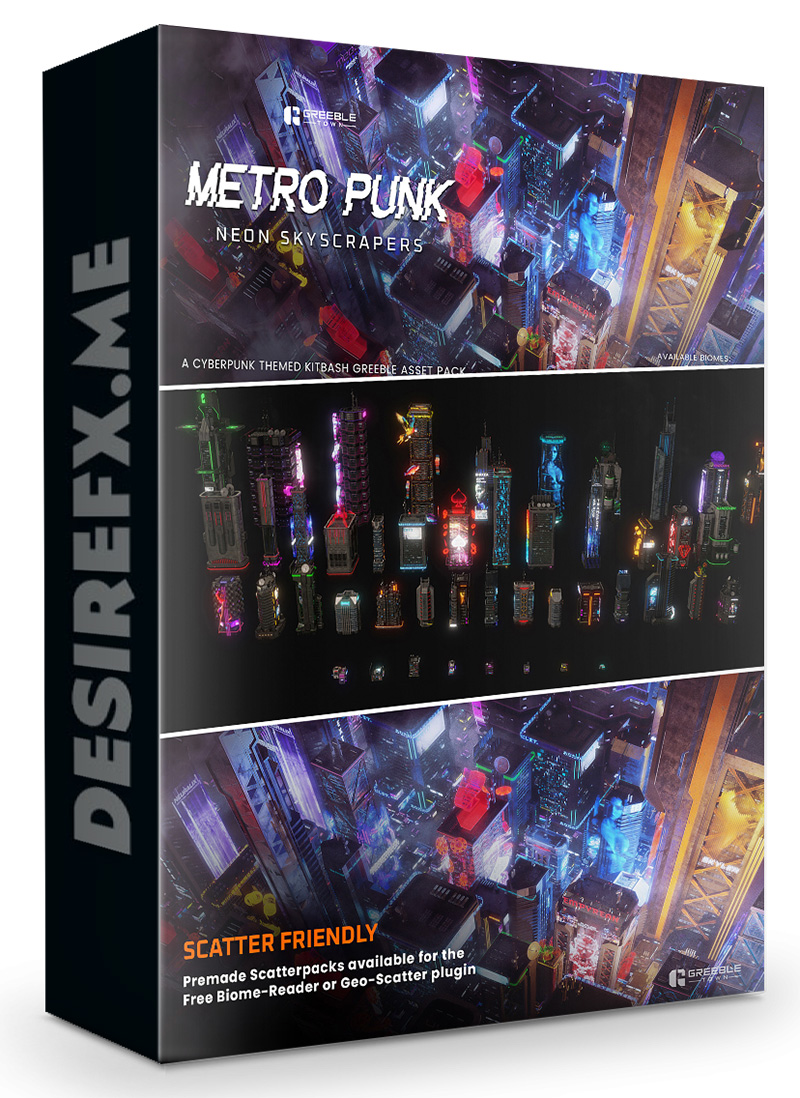 Desire FX 3d models | GT MetroPunk Neon Skyscrapers – Cyberpunk Kitbash ...