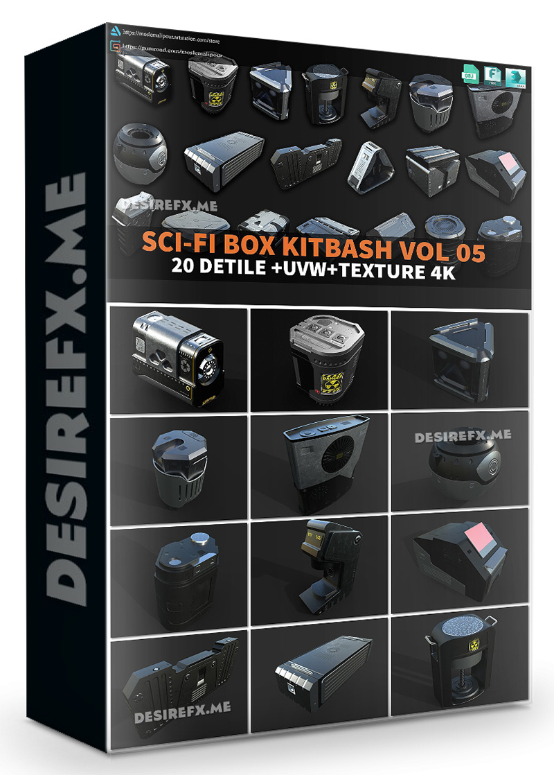 Desire FX 3d models | Mega Pack kitbash SCI-FI BOX 20 DETILS hardsurface