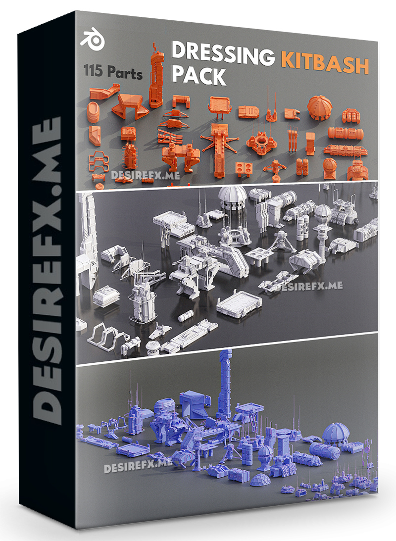 Desire FX 3d models | Sci-Fi Buildings Modular Kitbash Pack