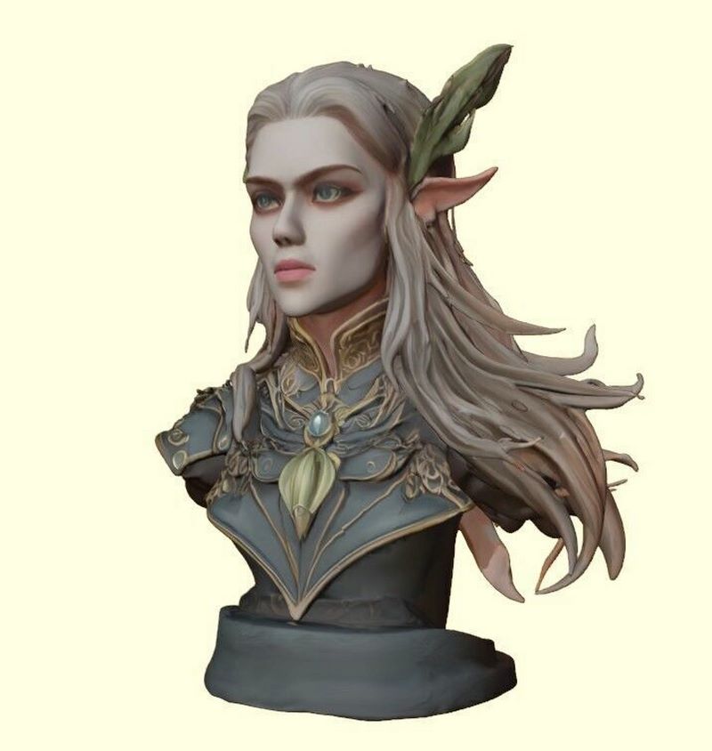 Desire FX 3d models | Elven Warrior Queen Bust 3D print model