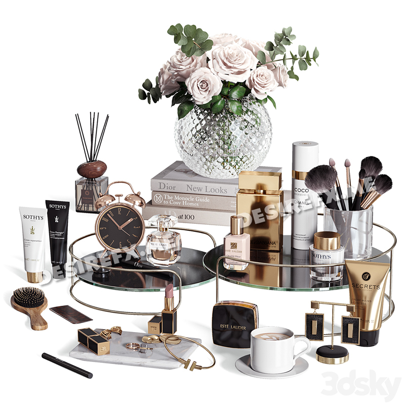 Desire FX 3d models | Cosmetic set with a bouquet of roses – 3D Model