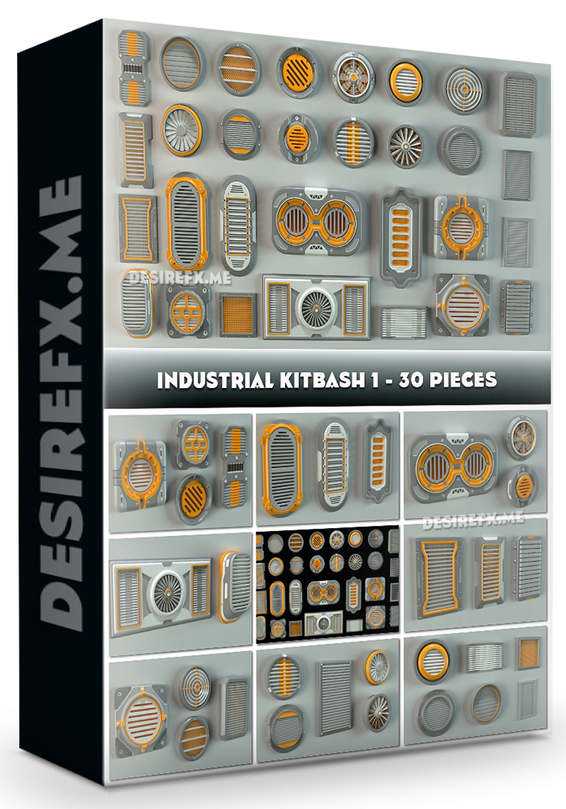 Desire FX 3d models | Industrial Kitbash 1 – 30 Pieces