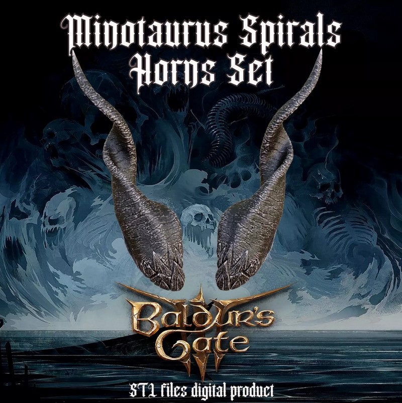 Desire FX 3d models | Fantasy Minotaurus Spiral Horns Set Baldurs Gate ...