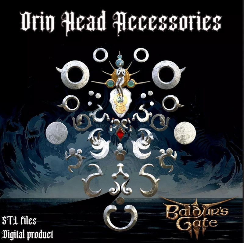 Desire FX 3d models | Orin Headwear Accessories Cosplay set Baldurs ...