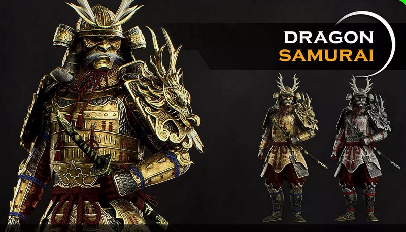 Desire FX 3d models | Japanese Dragon Samurai full armor – Game-ready ...