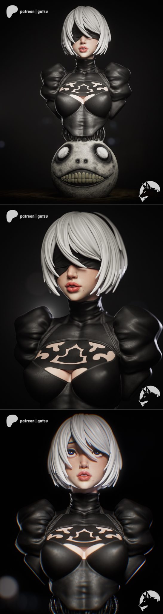 Desire FX 3d models | Gatsu Studios – 2B – Nier Automata Bust – 3D Print Model STL