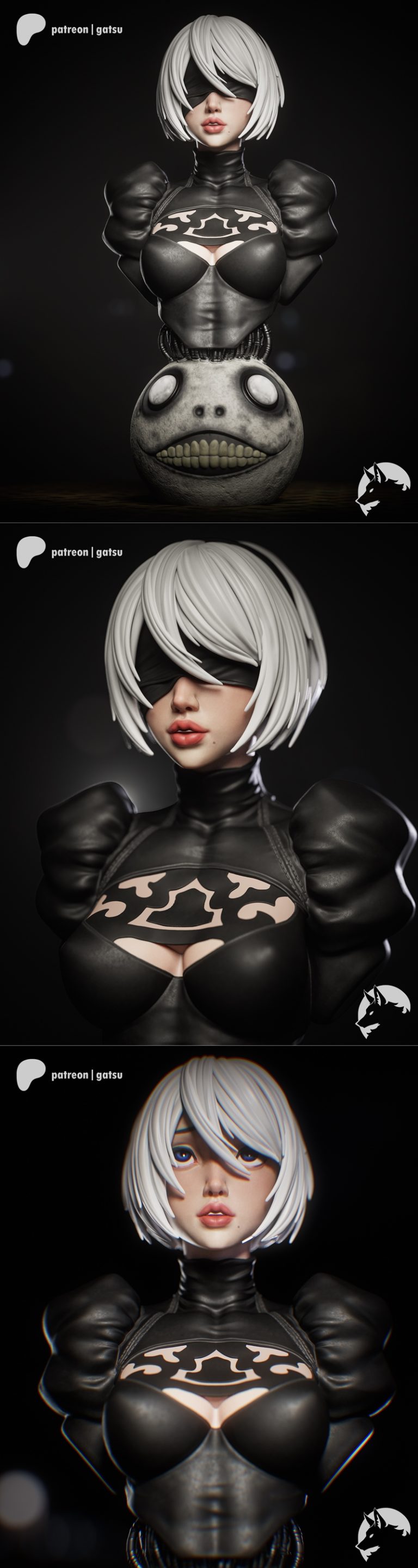 Desire FX 3d models | Gatsu Studios – 2B – Nier Automata Bust – 3D Print Model STL