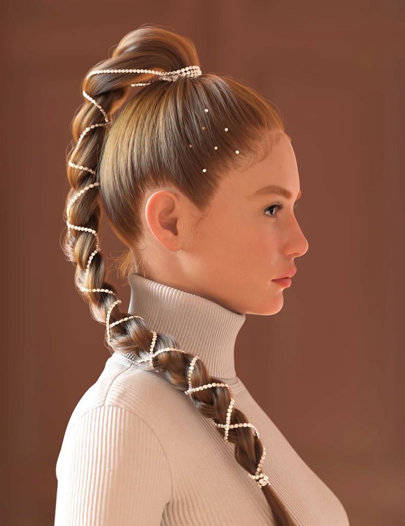 Desire FX 3d models | Diamond Spine Braid Hair for Genesis 9