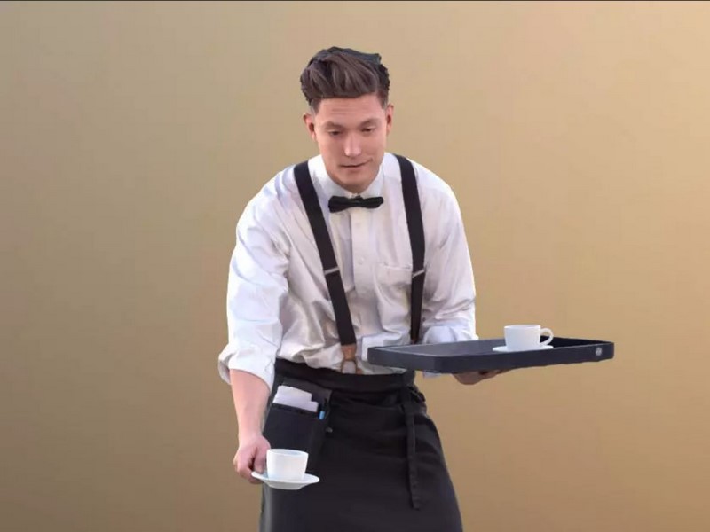 Desire FX 3d models | Working Waiter low-poly 3d model