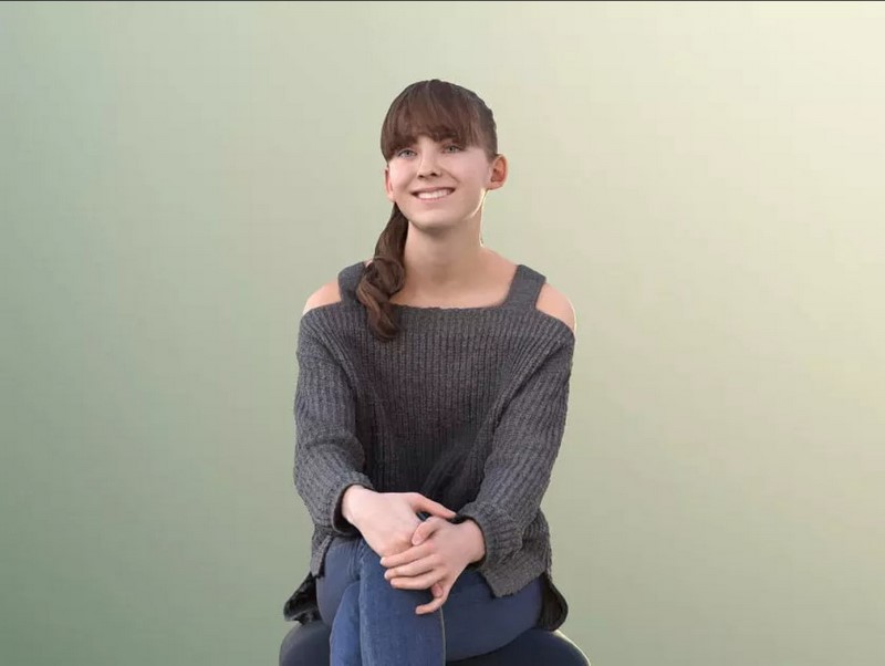 Desire FX 3d models | Teenage Girl Sitting And Laughing low-poly 3d model
