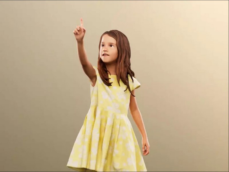 Desire FX 3d models | Standing Elegant Girl In Dress Pointing low-poly ...