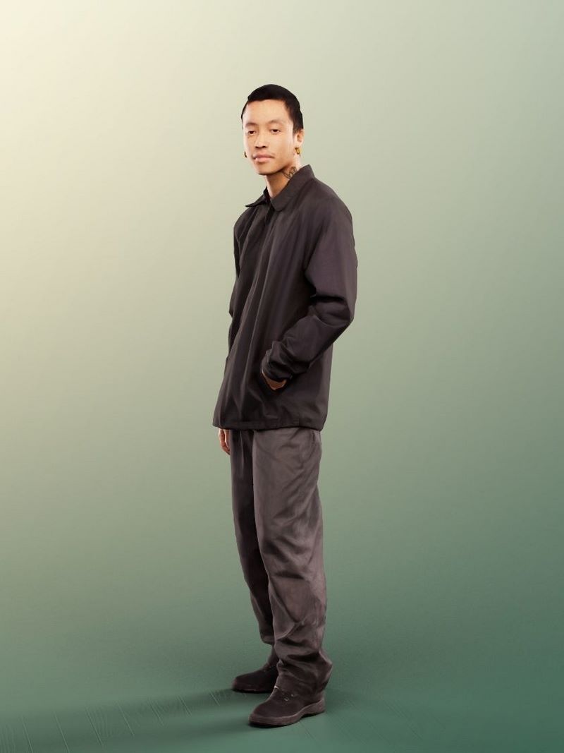 Desire FX 3d models | Standing Casual Asian Man low-poly 3d model