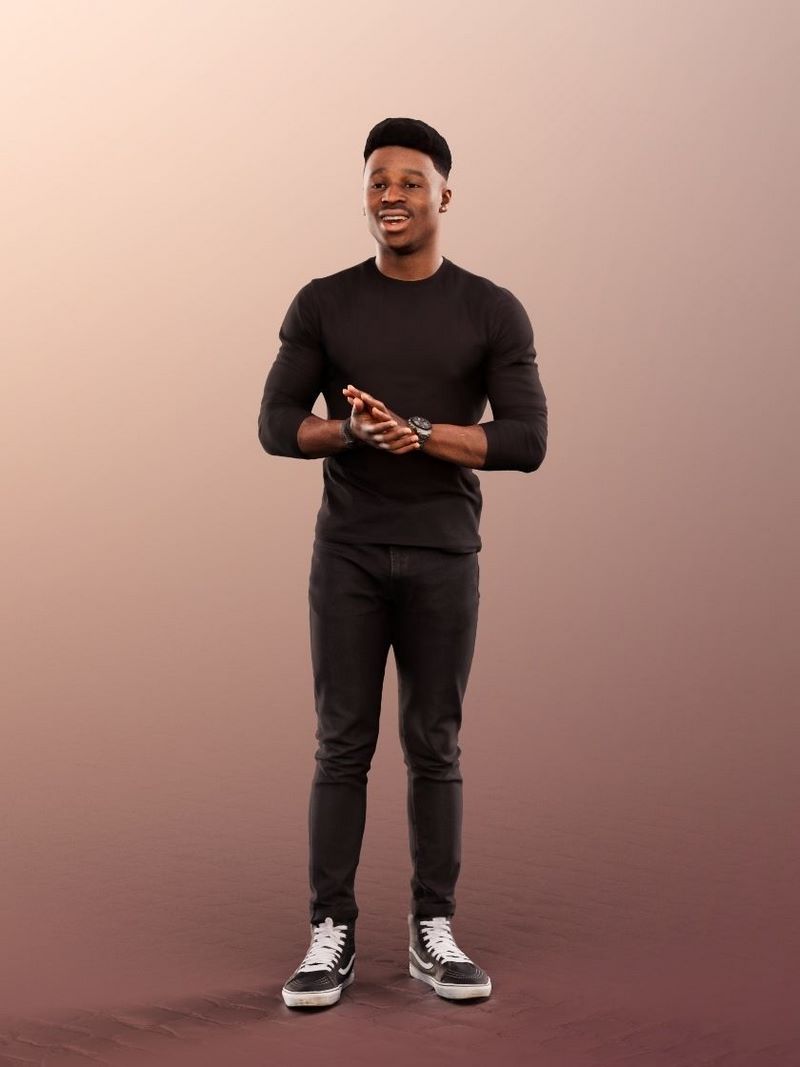 Desire FX 3d models | Standing Black Man Talking low-poly 3d model