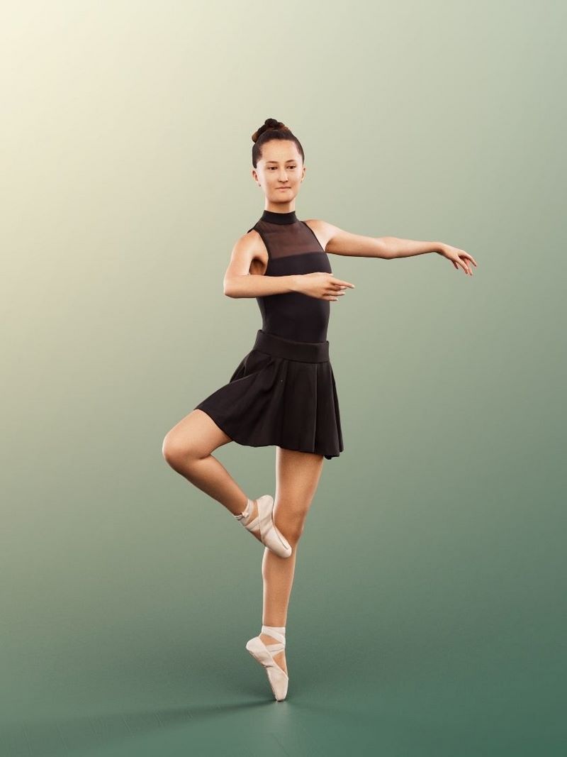 Desire FX 3d models | Dancing Ballerina In Black Dress low-poly 3d model