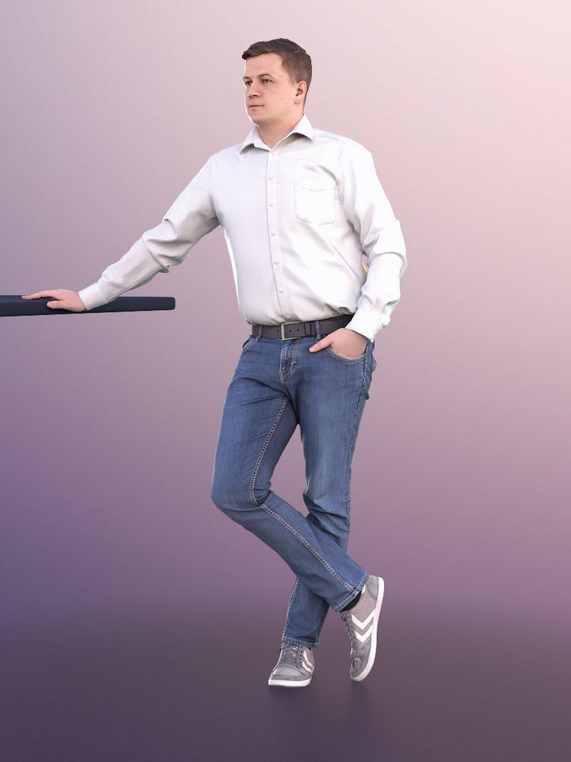 Desire FX 3d models | Business Man Standing Leaning On A Table low-poly ...