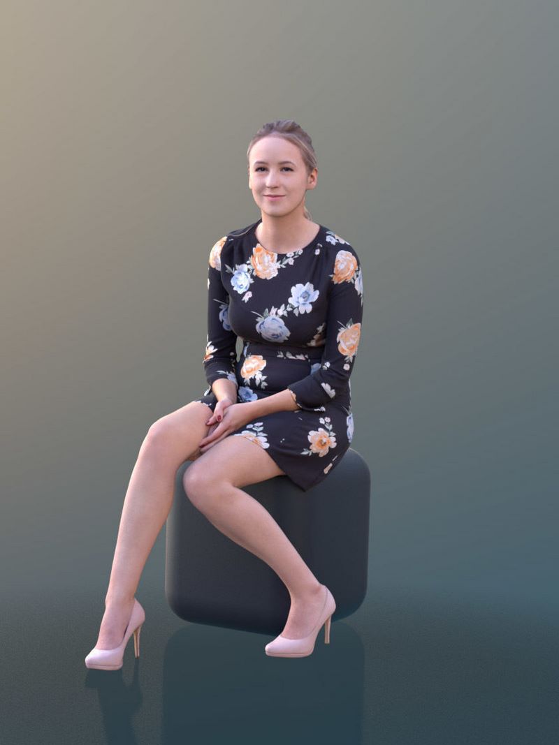 Desire FX 3d models | Elegant Woman Sitting low-poly 3d model