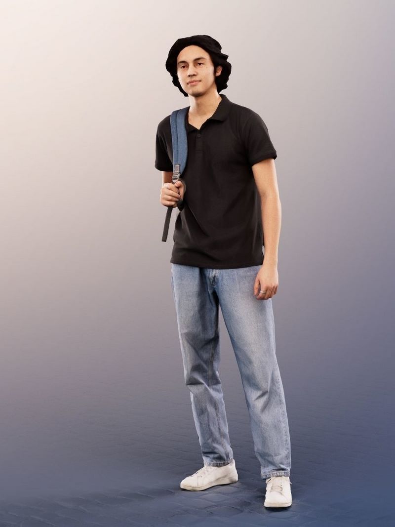 Desire FX 3d models | Standing Casual Young Man With Backpack low-poly ...