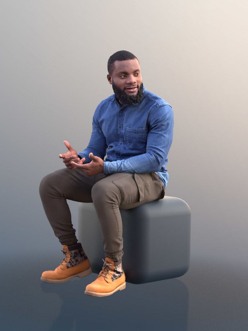 Desire FX 3d models | Black Man Sitting In Consersation low-poly 3d model