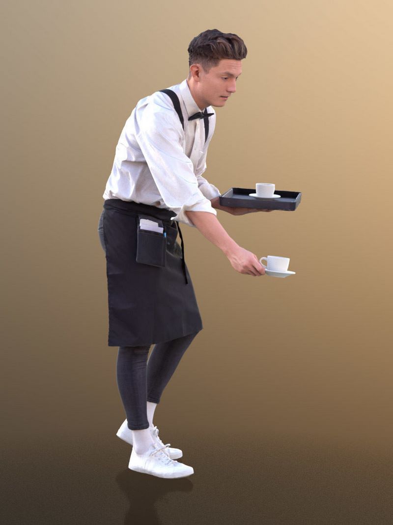Desire FX 3d models | Working Waiter low-poly 3d model