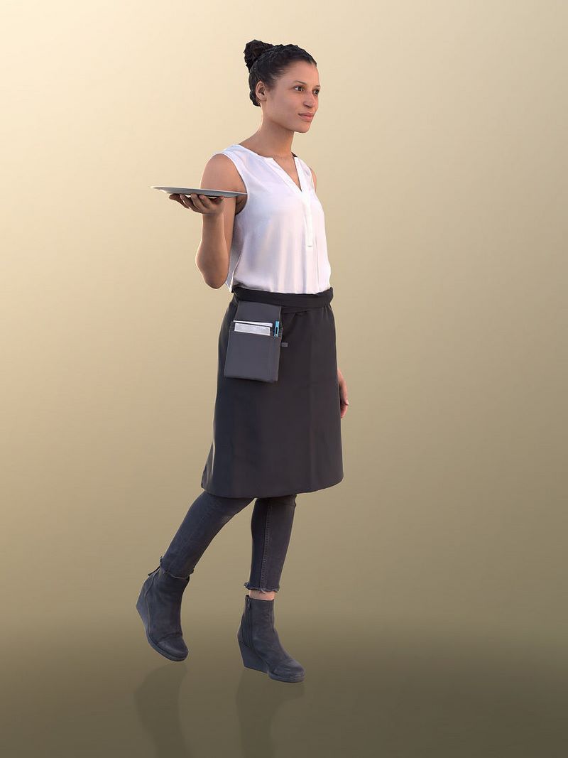Desire FX 3d models | Female Waitress Serving low-poly 3d model