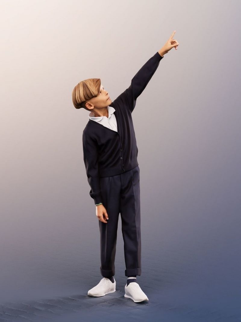 Desire FX 3d models | Standing School Boy Pointing low-poly 3d model