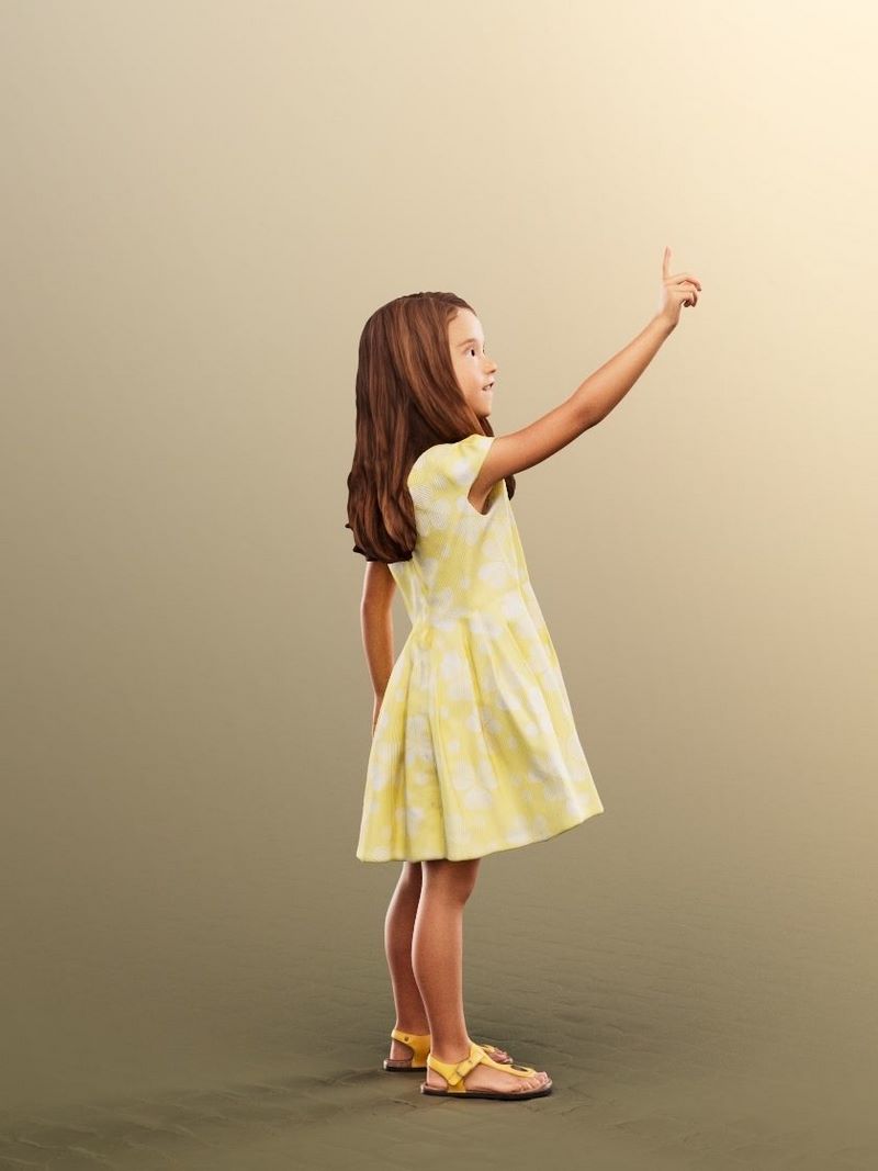 Desire FX 3d models | Standing Elegant Girl In Dress Pointing low-poly ...