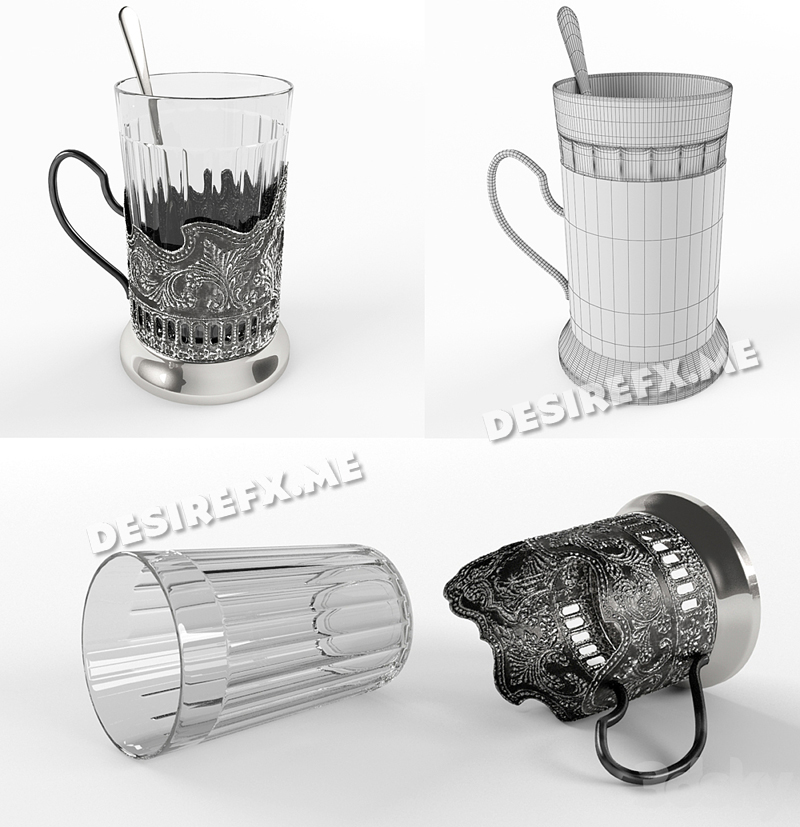 Desire FX 3d models | Holder with faceted glass and spoon – 3D Model